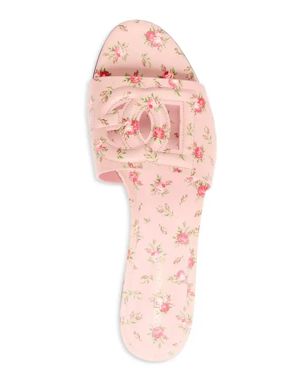 Dolce & Gabbana Flat Slides - Roses/black