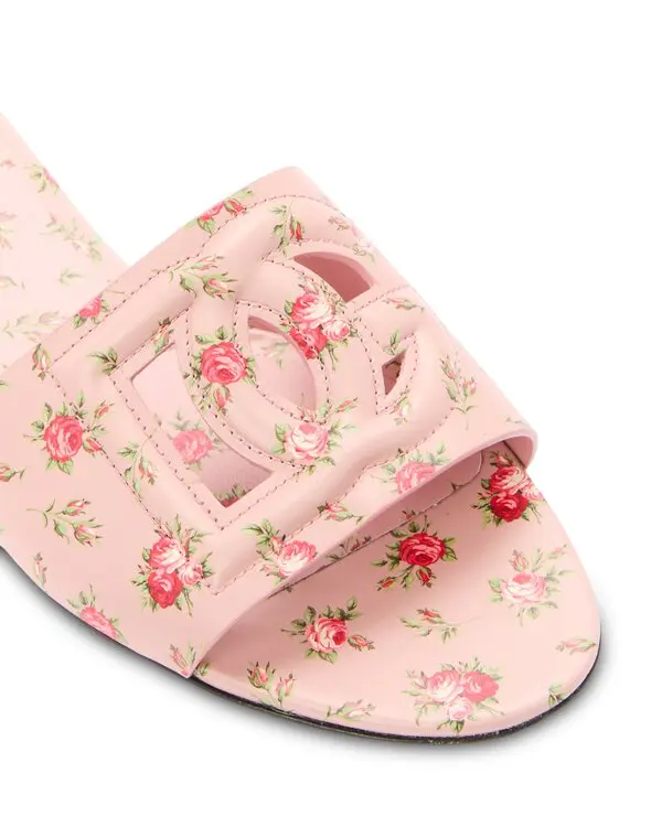 Dolce & Gabbana Flat Slides - Roses/black