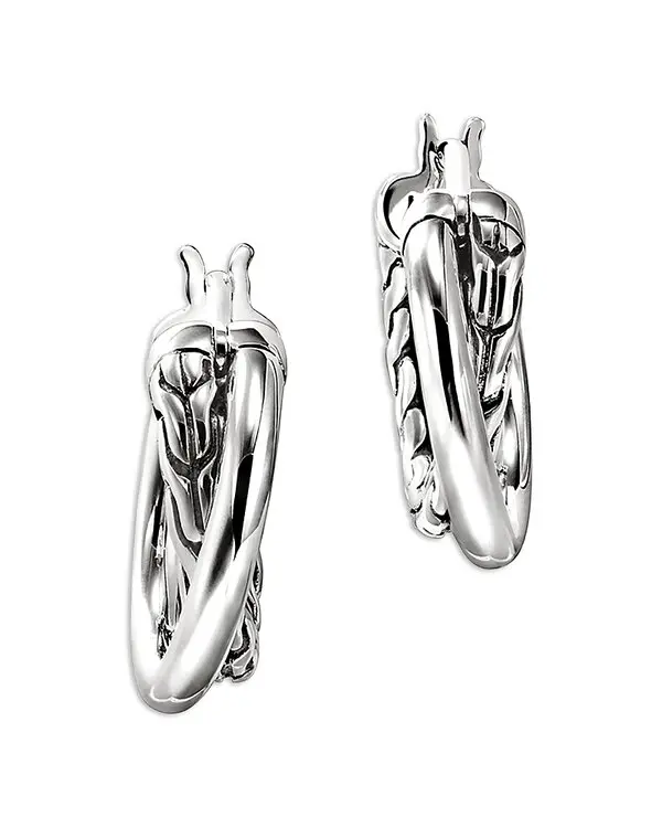 John Hardy Sterling Jh Essentials Crossover Hoop Earrings - Silver