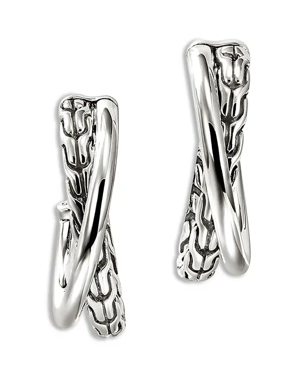 John Hardy Jh Essentials Crossover Hoop Earrings - Silver