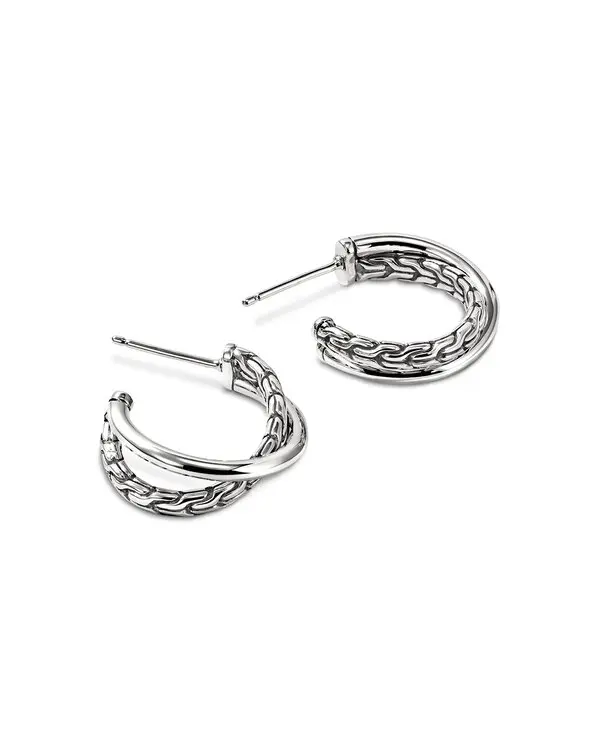 John Hardy Jh Essentials Crossover Hoop Earrings - Silver