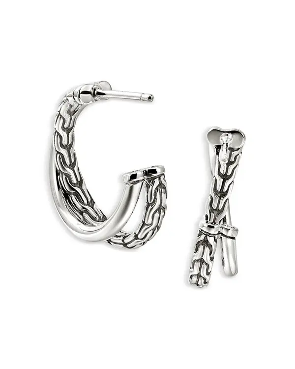 John Hardy Jh Essentials Crossover Hoop Earrings - Silver