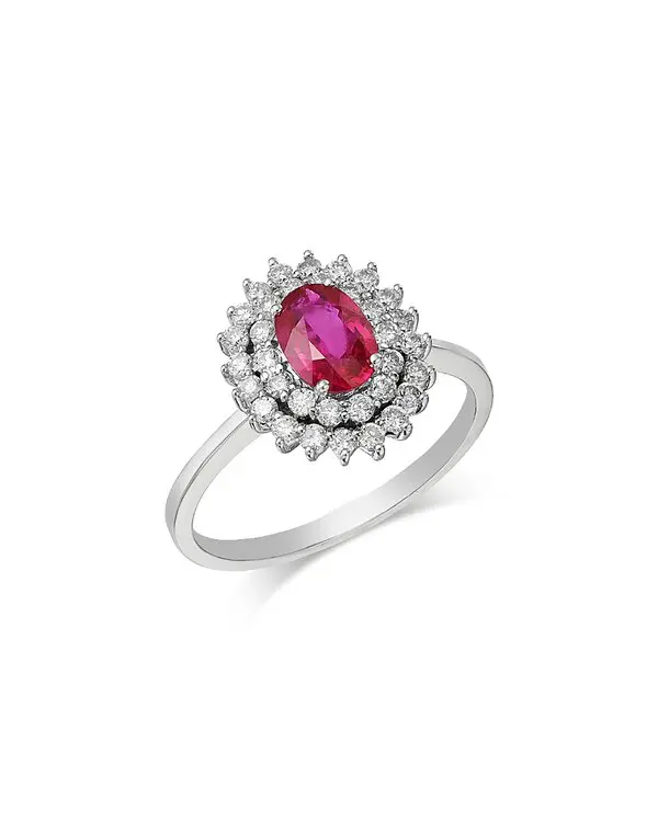 Bloomingdale'S Ruby And Diamond Halo Ring - Red/white
