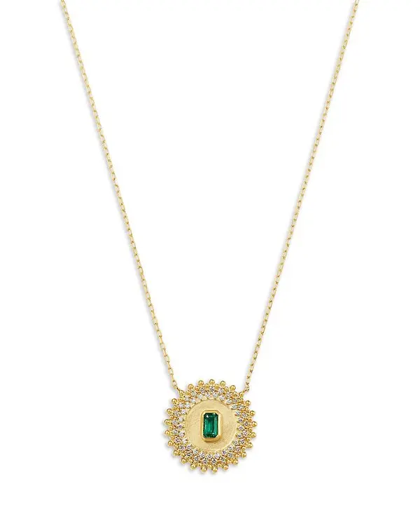Bloomingdale'S Emerald And Diamond Circle Pendant Necklace - Gold