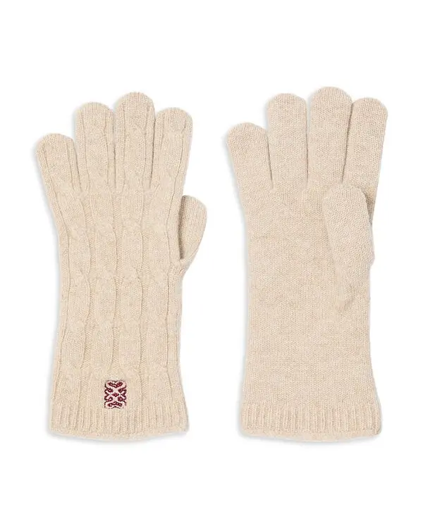 Sandro Cable Knit Gloves - Beige