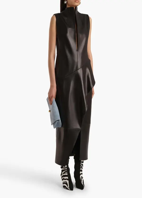 khaite leather dress Khaite Women's Yael Leather Strapless Maxi Dress - Black