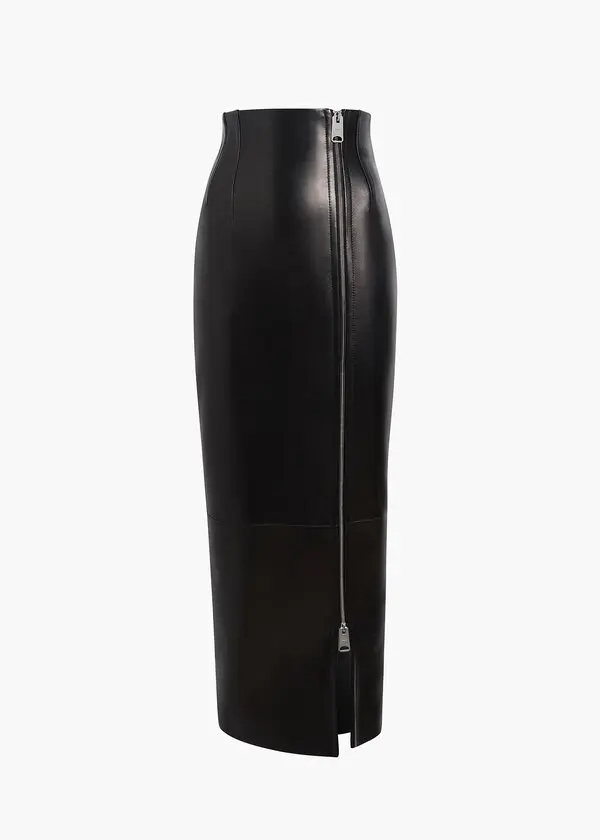 Khaite Leather Pencil Skirt - Black