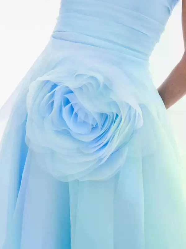 ANA RADU Floral-appliqué Strapless Dress
