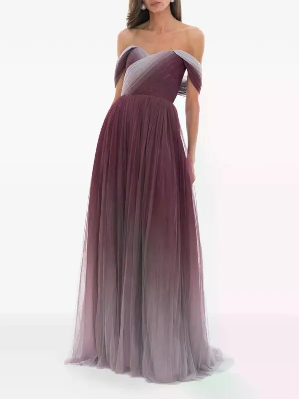 ANA RADU Off-shoulder Gradient Tulle Gown