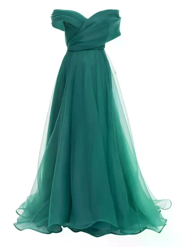 ANA RADU Off-shoulder Draped Gown - Green