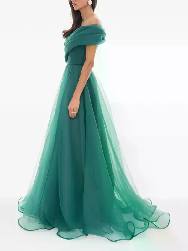 ANA RADU Off-shoulder Draped Gown - Green