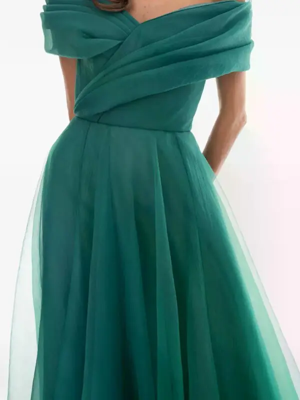 ANA RADU Off-shoulder Draped Gown - Green