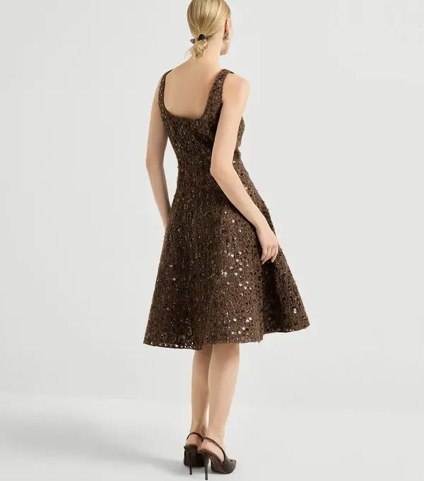 Brunello Cucinelli Mohair-silk-linen Blend Midi Dress