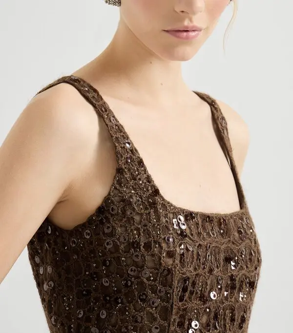 Brunello Cucinelli Mohair-silk-linen Blend Midi Dress