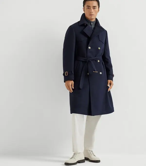 Brunello Cucinelli Wool Flannel Double-cloth Trench Coat
