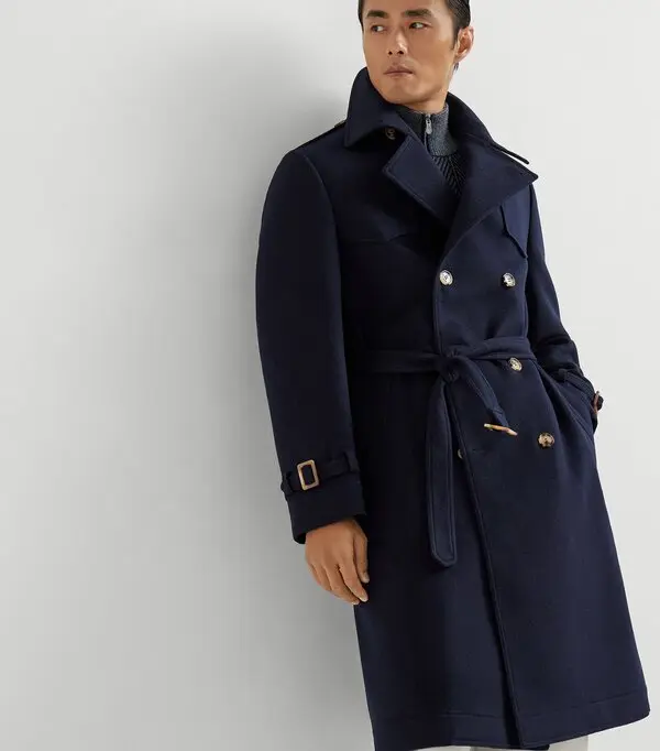 Brunello Cucinelli Wool Flannel Double-cloth Trench Coat