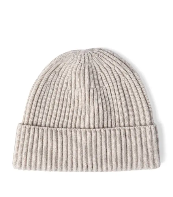 Brunello Cucinelli Cashmere Rib Knit Beanie - Beige