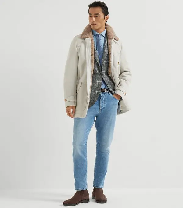 Brunello Cucinelli Suede Shearling Overcoat