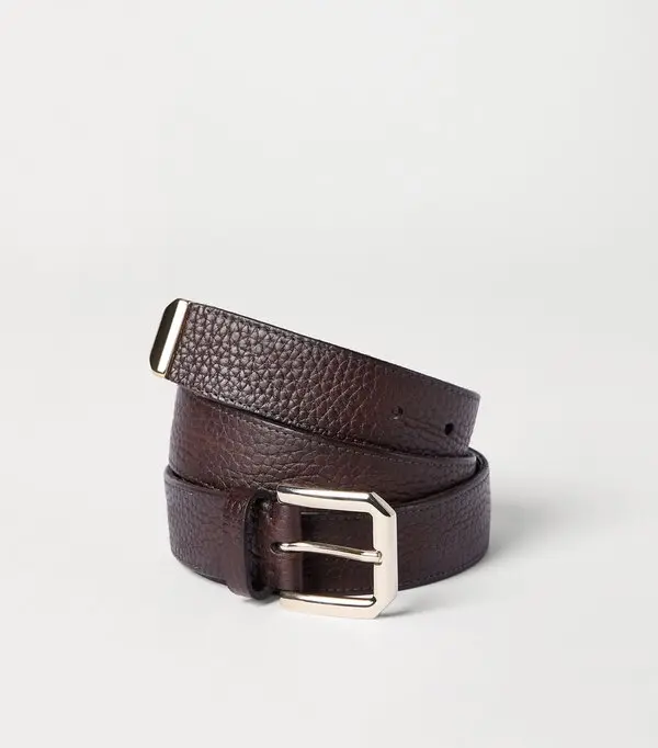 Brunello Cucinelli Grained Leather Belt With Buckle