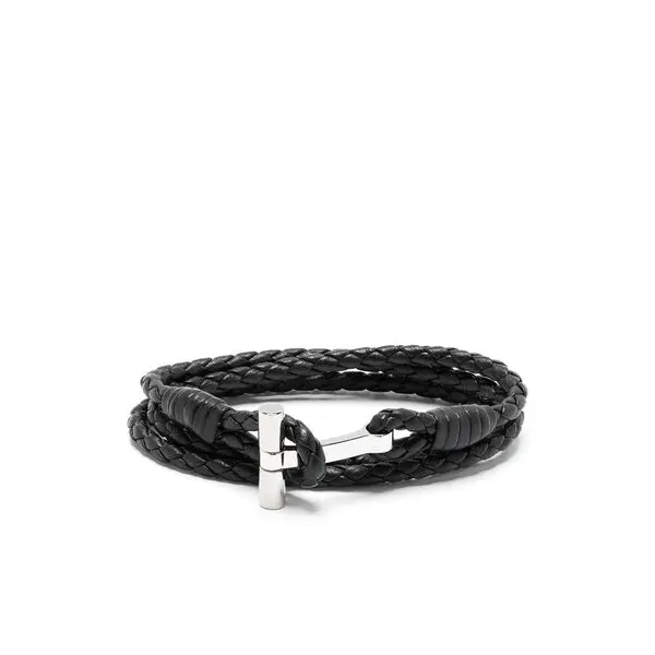 TOM FORD Braided Leather Bracelet - Black