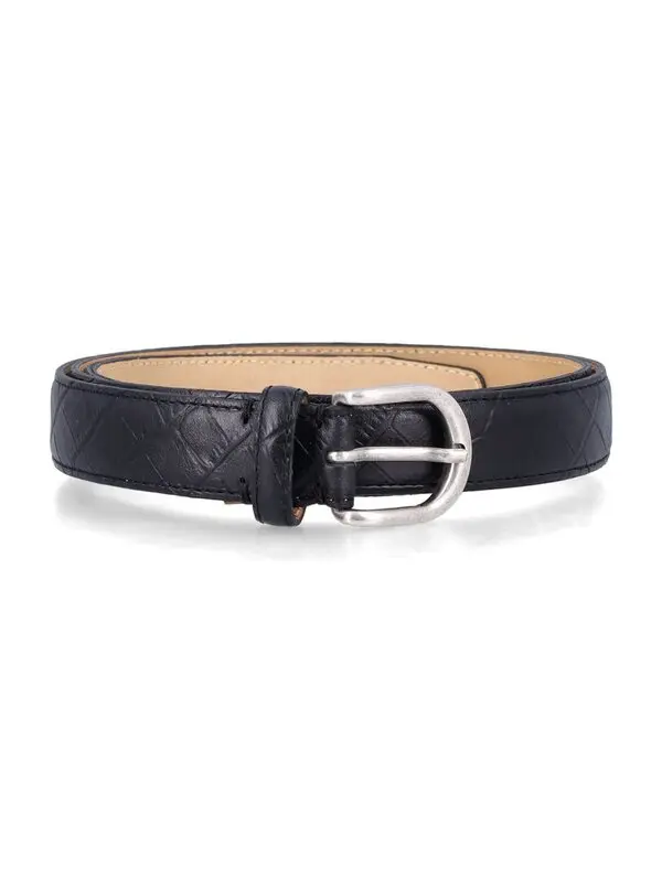 MFPEN Quilted Leather Belt - Black Croc
