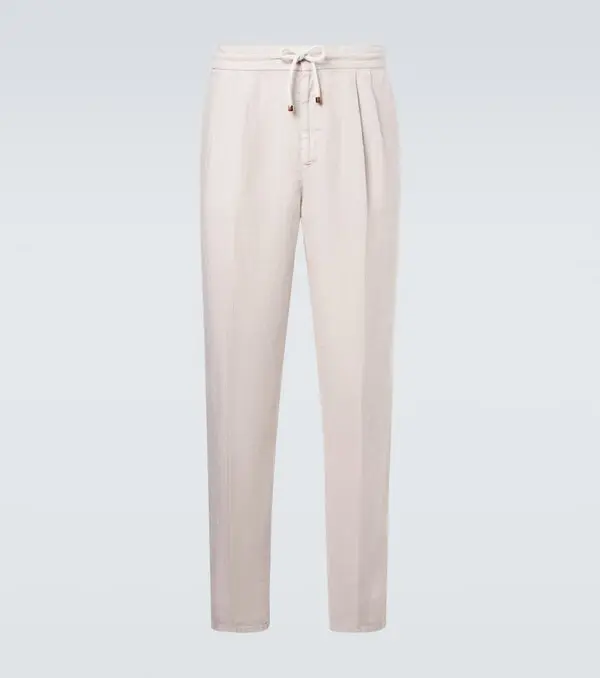 Brunello Cucinelli Linen Tapered Pants - Beige