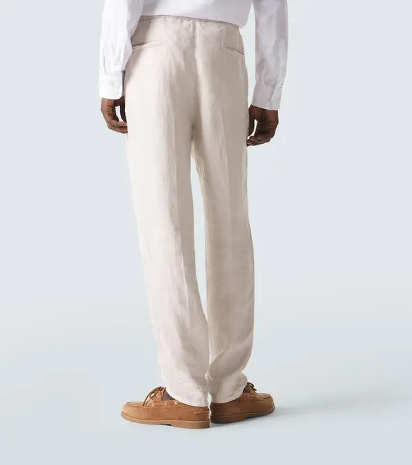 Brunello Cucinelli Linen Tapered Pants - Beige