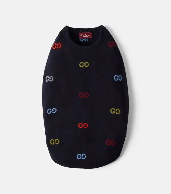 Gucci Gg Wool Dog Sweater - Blue