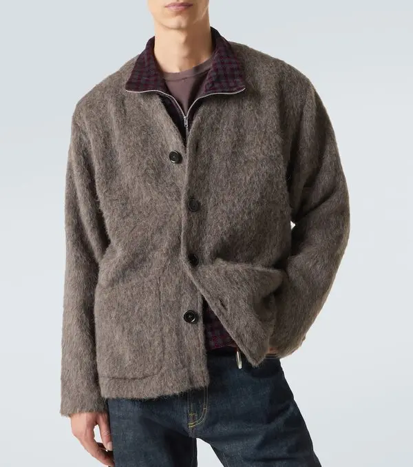 Our Legacy Leather-trimmed Cardigan - Grey