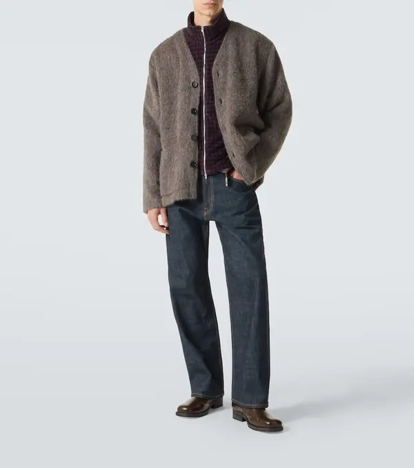 Our Legacy Leather-trimmed Cardigan - Grey