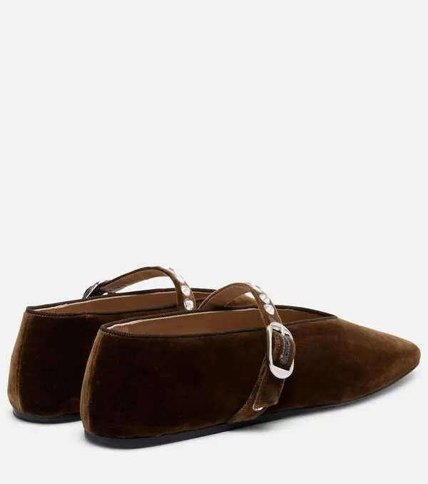 Le Monde Beryl Stella Velvet Ballet Flats - Brown