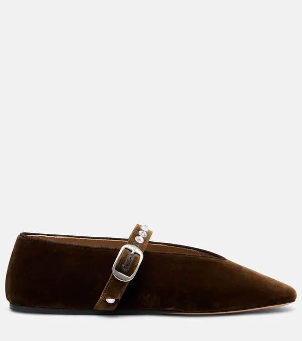 Le Monde Beryl Stella Velvet Ballet Flats - Brown