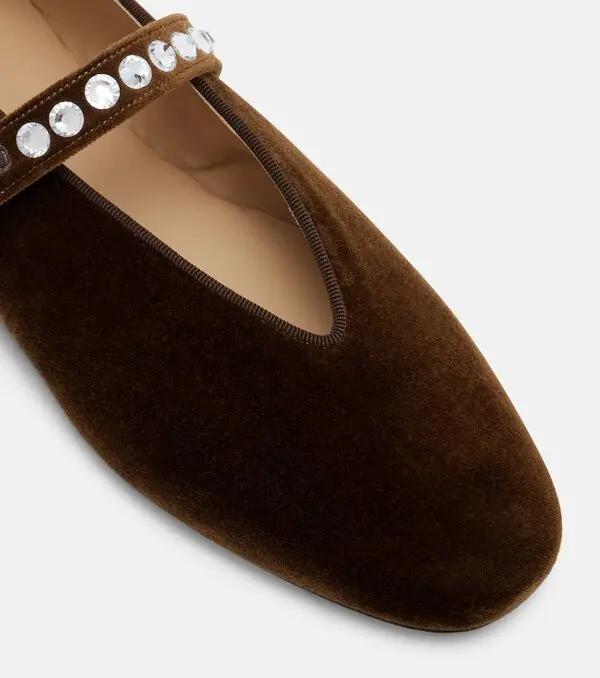 Le Monde Beryl Stella Velvet Ballet Flats - Brown