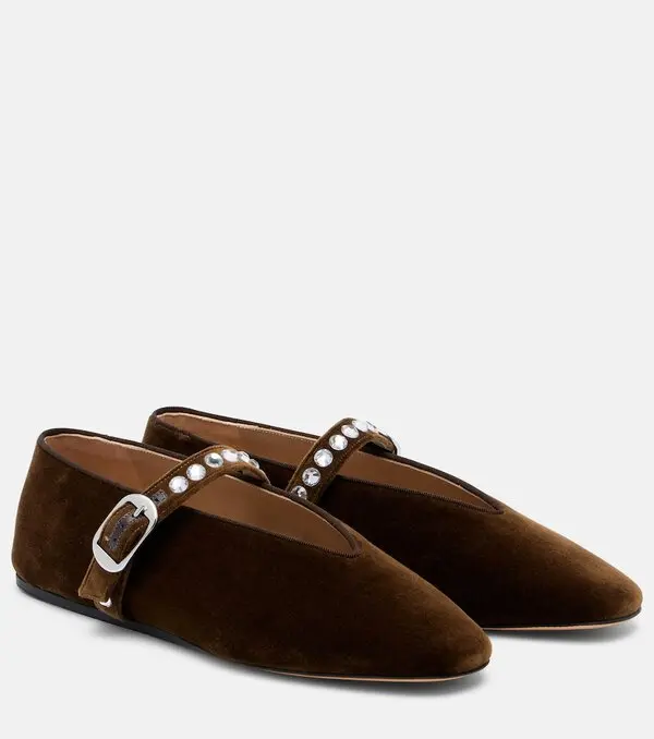 Le Monde Beryl Stella Velvet Ballet Flats - Brown