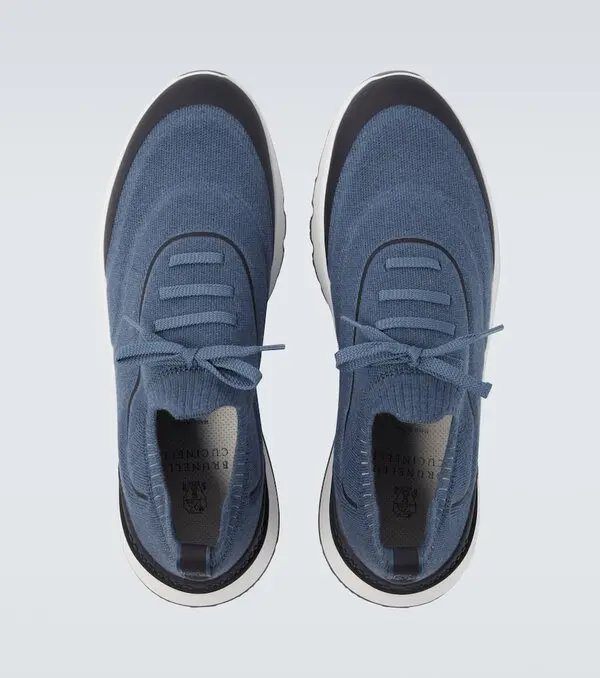 Brunello Cucinelli Techno Knitted Sneakers - Blue