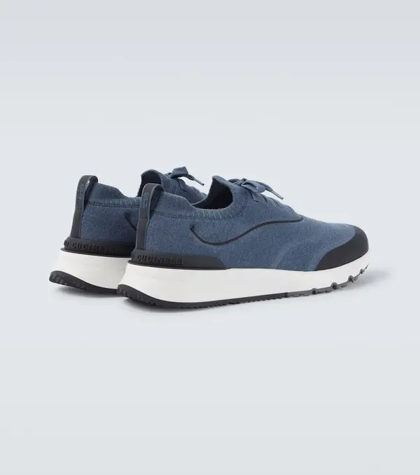 Brunello Cucinelli Techno Knitted Sneakers - Blue