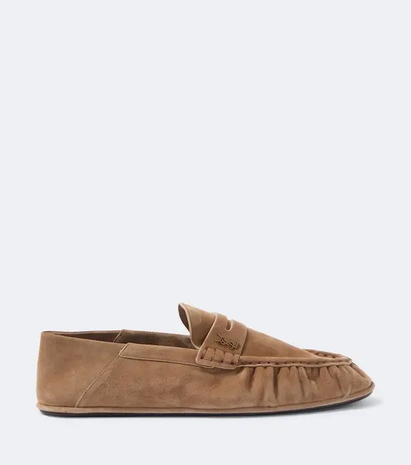 Saint Laurent Le Loafer Suede Penny Loafers - Beige