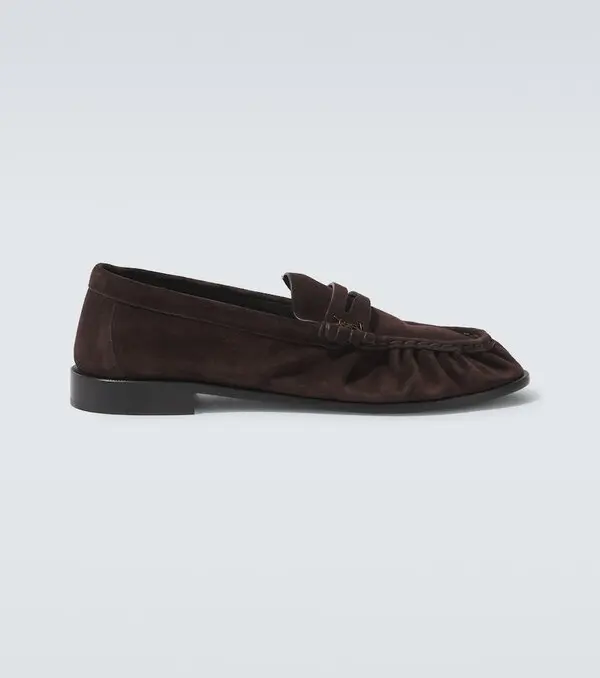Saint Laurent Le Loafer Suede Penny Loafers - Brown