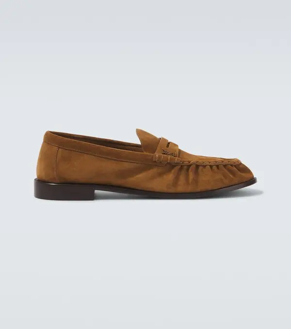 Saint Laurent Le Loafer Suede Penny Loafers - Brown