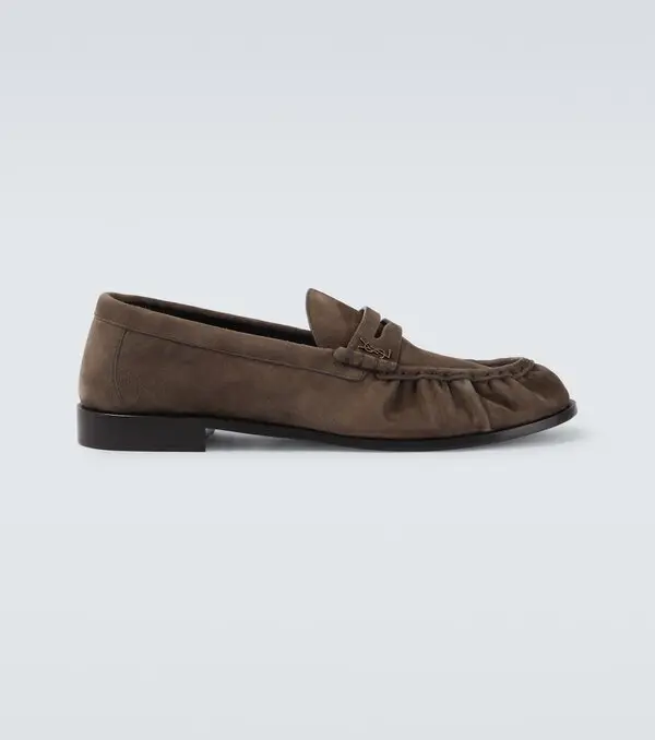 Saint Laurent Le Loafer Suede Penny Loafers - Brown
