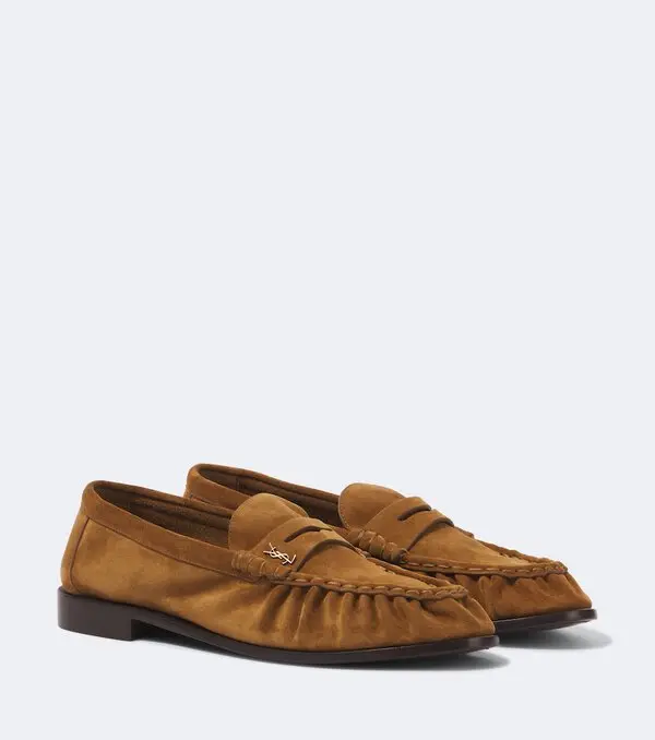 Saint Laurent Le Loafer Suede Penny Loafers - Brown