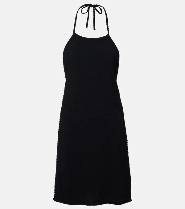 Hunza G Halterneck Seersucker Minidress - Black