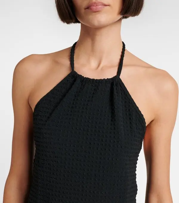 Hunza G Halterneck Seersucker Mini Dress - Black