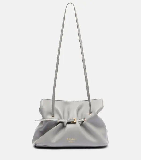 Prada Small Leather Shoulder Bag - Grey