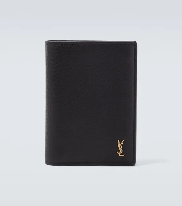 Saint Laurent Tiny Cassandre Leather Bi-fold Wallet - Blue