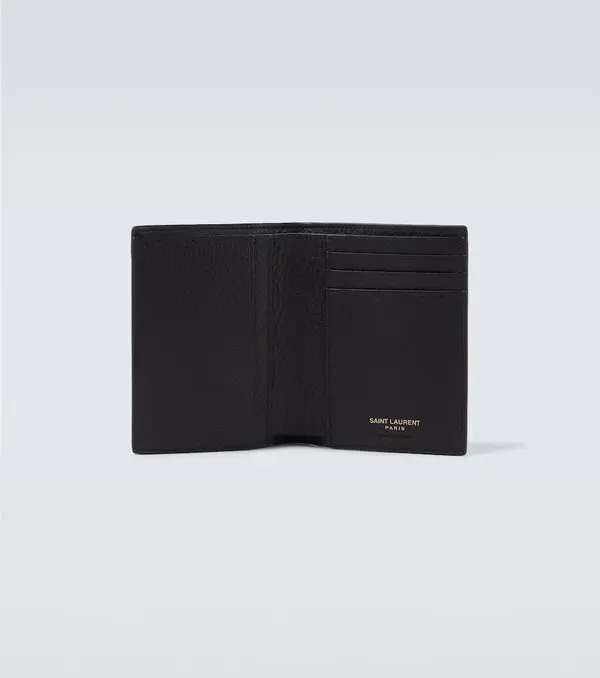 Saint Laurent Tiny Cassandre Leather Bi-fold Wallet - Blue