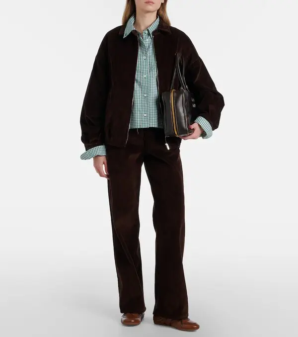 Miu Miu Oversized Cotton Corduroy Blouson Jacket - Brown