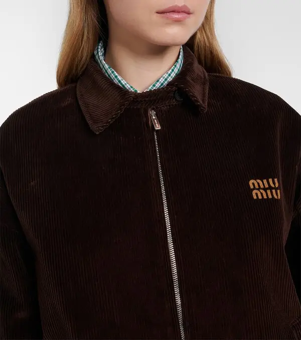 Miu Miu Oversized Cotton Corduroy Blouson Jacket - Brown