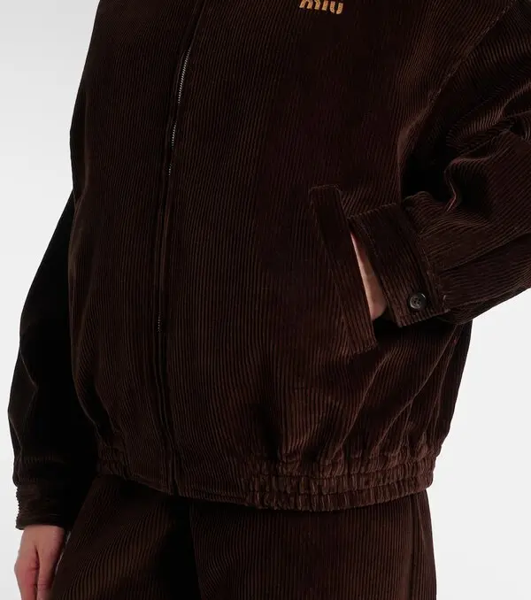 Miu Miu Oversized Cotton Corduroy Blouson Jacket - Brown