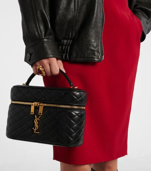 Saint Laurent Gaby Large Leather Vanity Bag - Black
